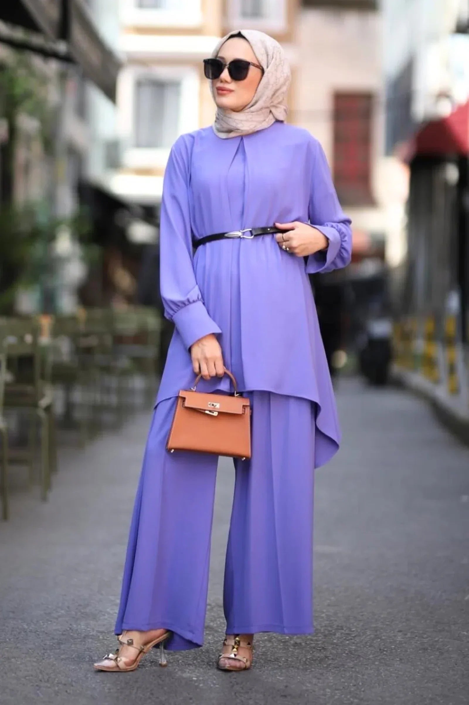 Yade Takim - Purple Modest Tunic Set – Turkista
